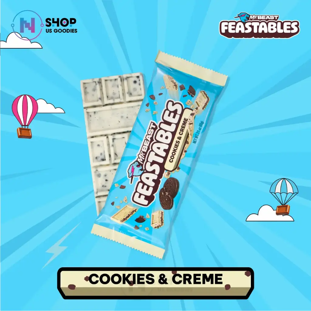Feastables MrBeast Cookies & Creme Chocolate Bar (2.1oz Bar) | NOMART